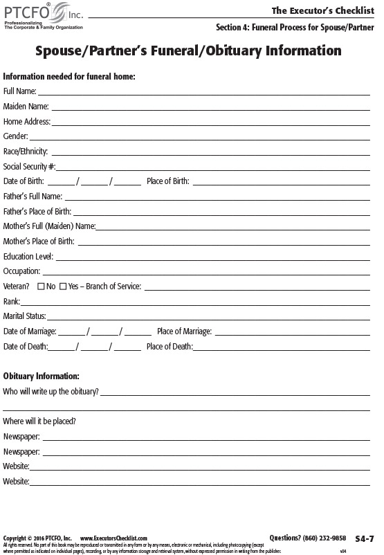 The Executor's Checklist: Help your family hit the ground running if the unthinkable happens!